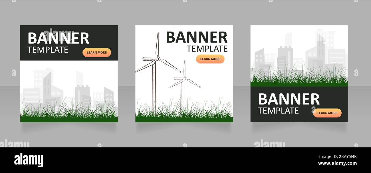 Wind power usage benefits web banner design template Stock Vector Image ...