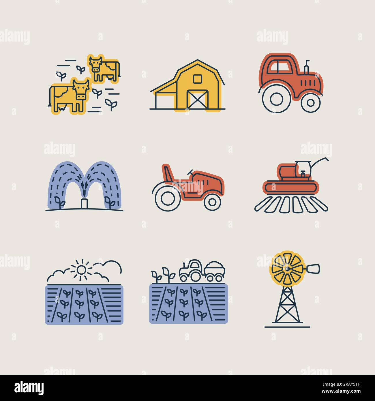 Farm Field isolated icon set. Agriculture sign. Graph symbol for your ...