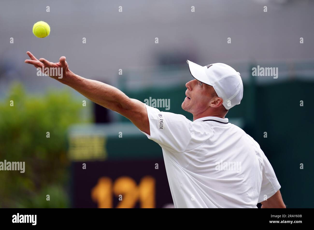 Jan Choinski in action against Hubert Hurkacz (not pictured) on day ...