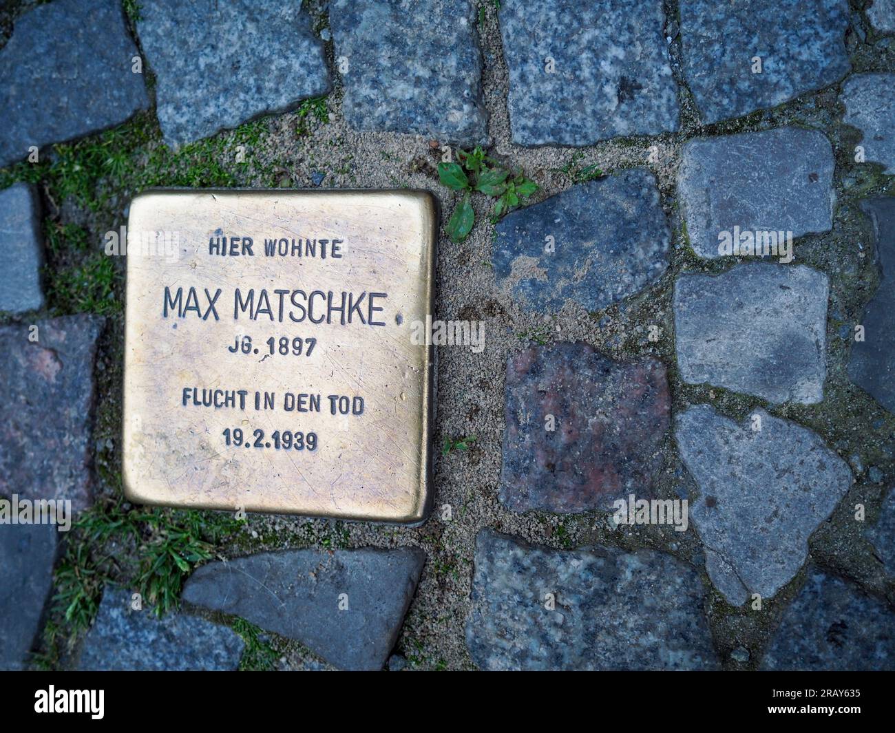 Protest again Nazis and brass plates commemorating the death to jews ...
