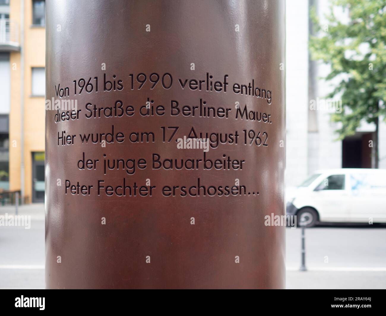 Pillar where Peter Fechter was the first east German citizen tried to ...