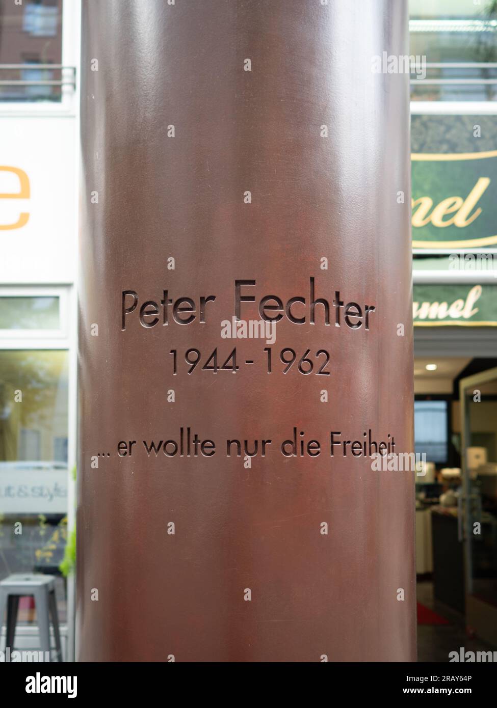 Pillar where Peter Fechter was the first east German citizen tried to ...