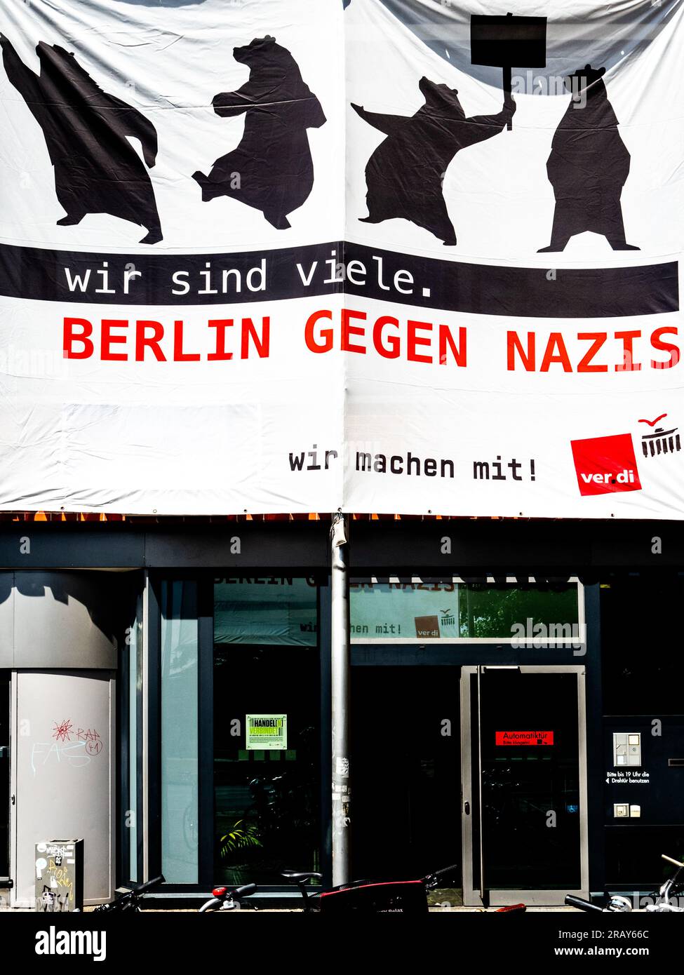 Protest again Nazis and brass plates commemorating the death to jews ...