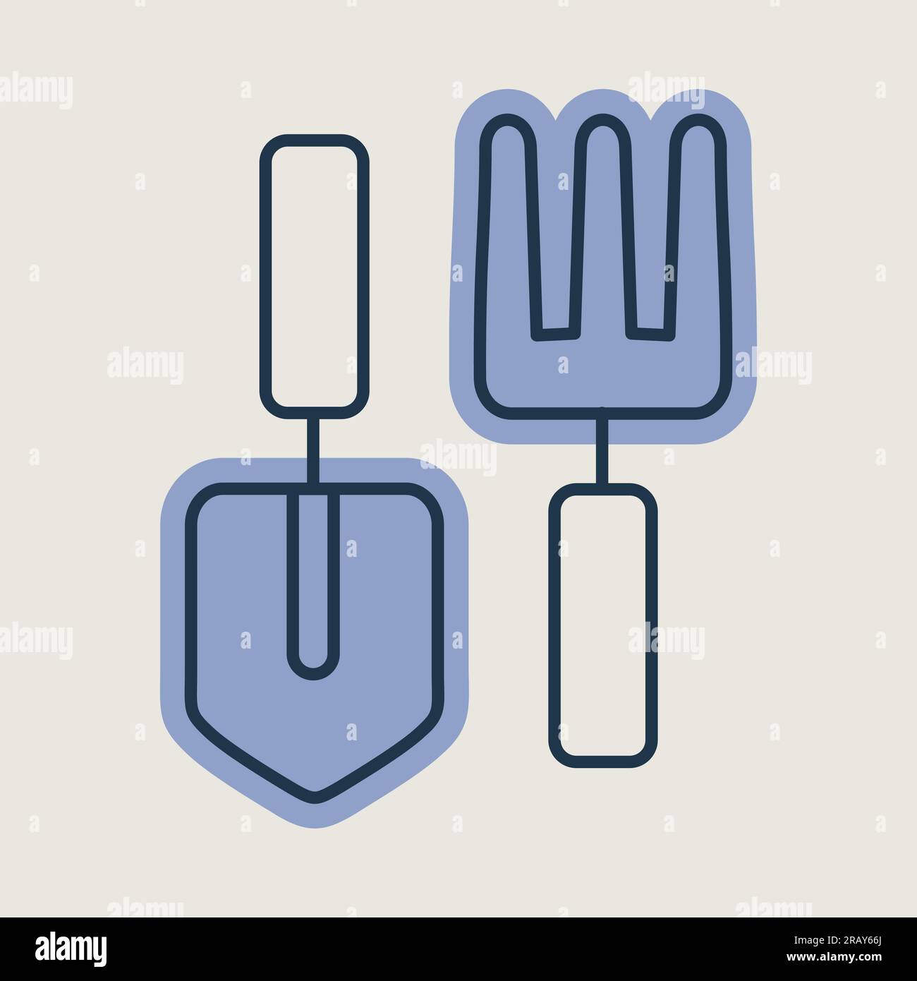 Gardening tools set vector icon. Shovel, pitchfork, rake.. Graph symbol ...