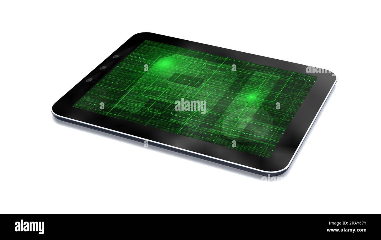 AI lettering on tablet pc isolated on white background - artificial ...