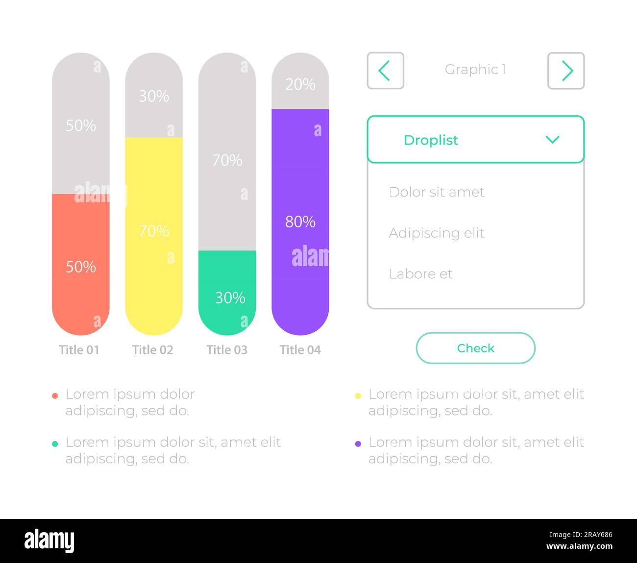 Bar Chart With Percentage Ui Element Template Stock Vector Image And Art