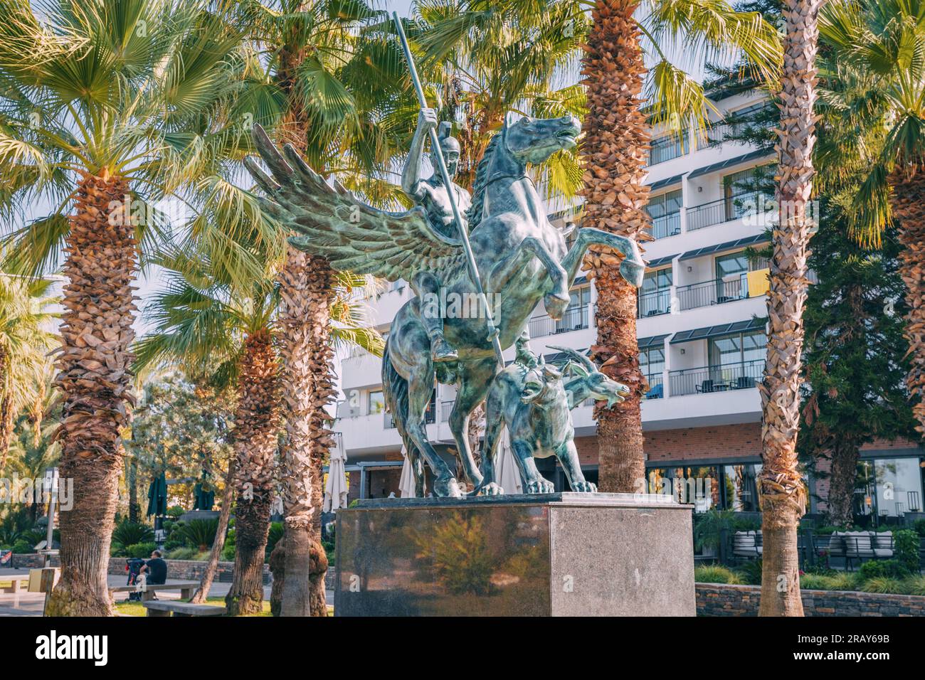 11 October 2022, Kemer, Turkey: a statue of the Greek hero Bellerophon ...