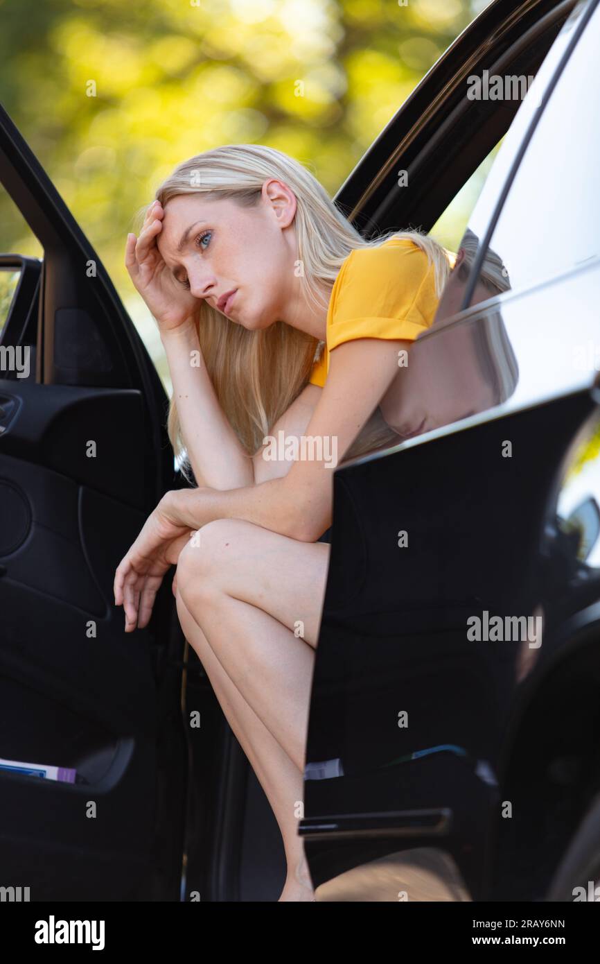 side view window portrait displeased young stressed driver Stock Photo ...
