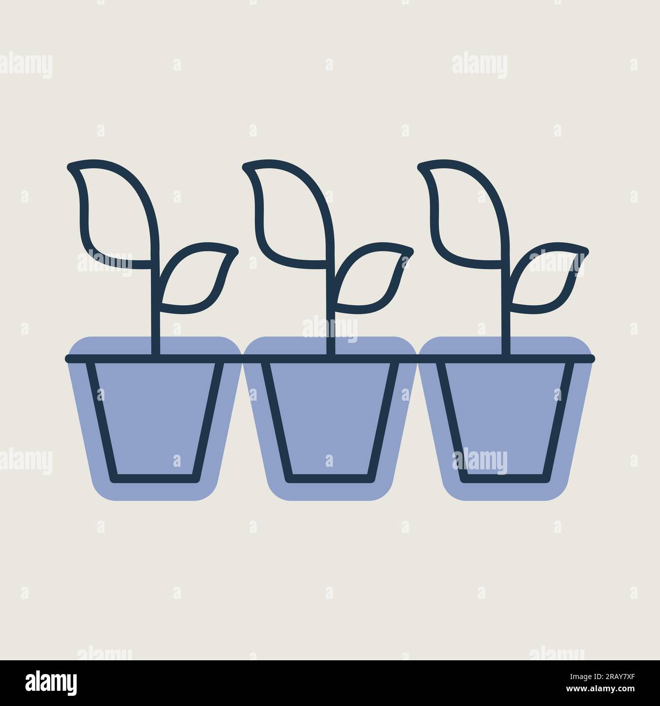Seedlings or young plants growing in plastic pot vector icon. Graph ...