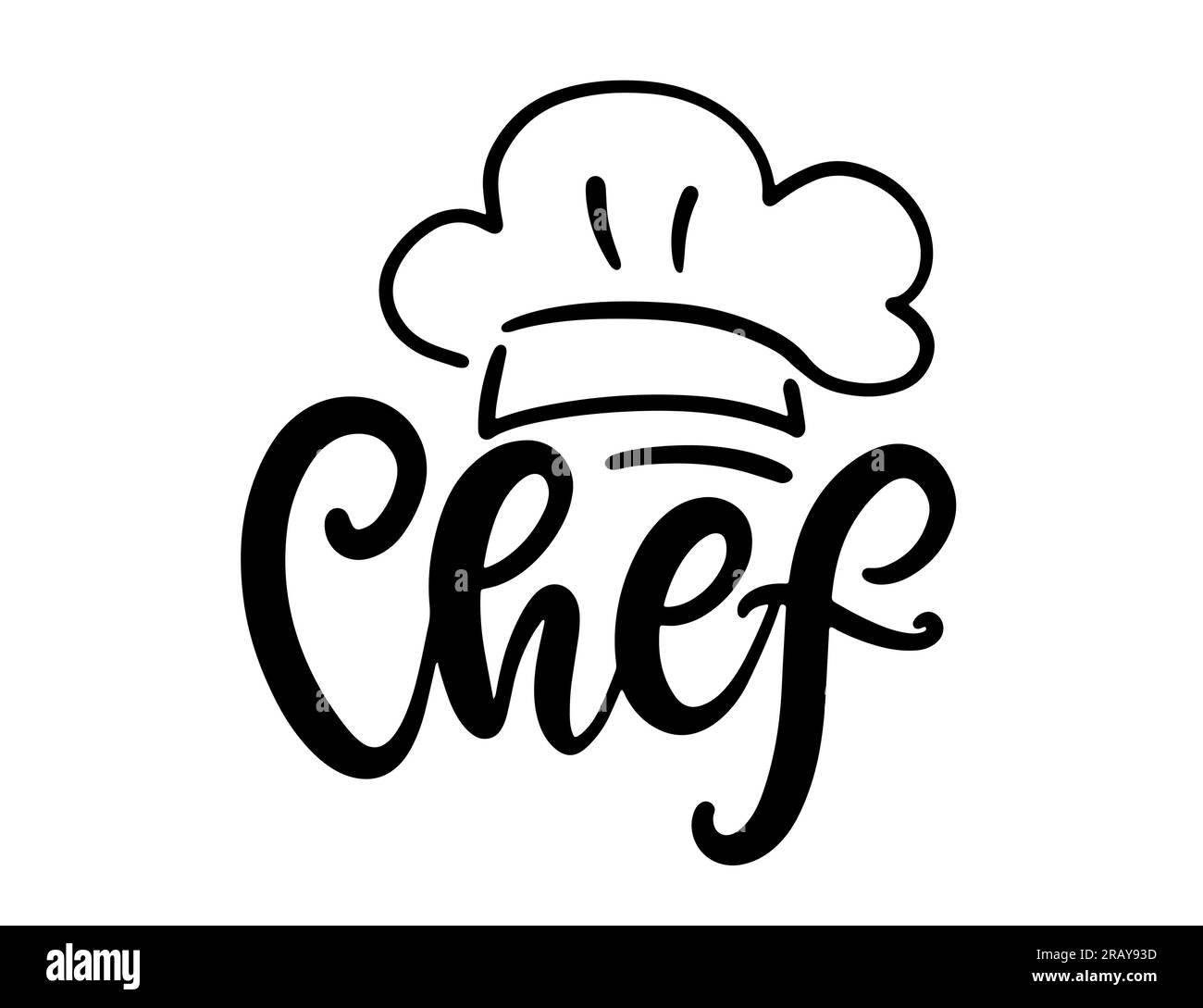 Chef Lettering Cook Hat Line Art Drawing Logo Stock Vector Image & Art ...