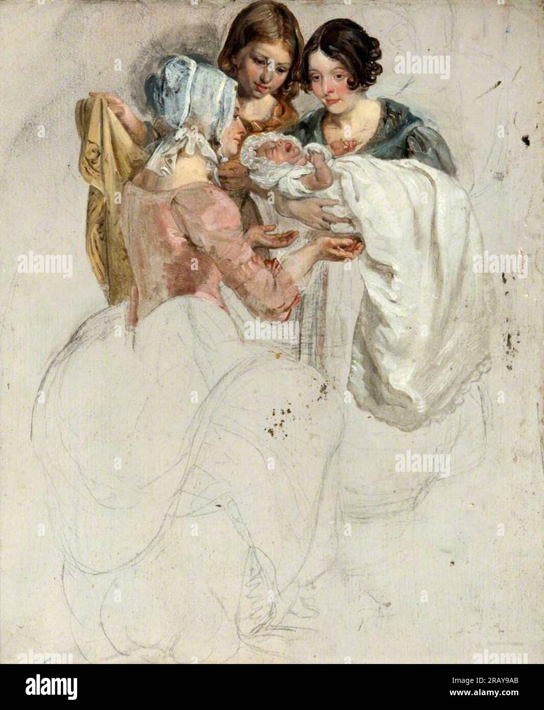A Girl and Two Women, Standing and Holding a Baby (Study for 'The ...