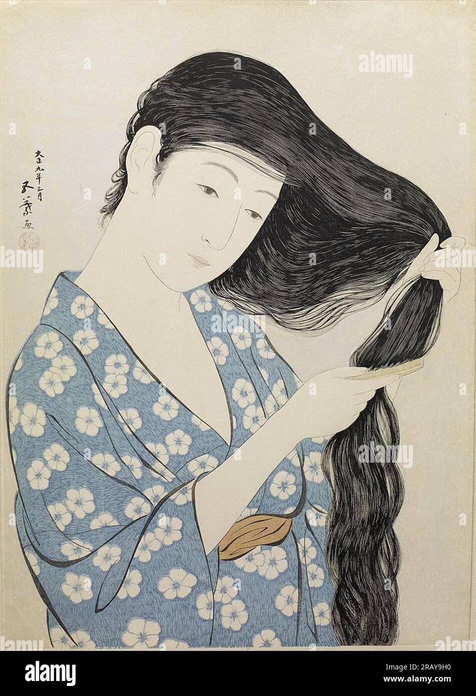 Kamisuki (Combing the hair) 1920 by Goyo Hashiguchi Stock Photo - Alamy
