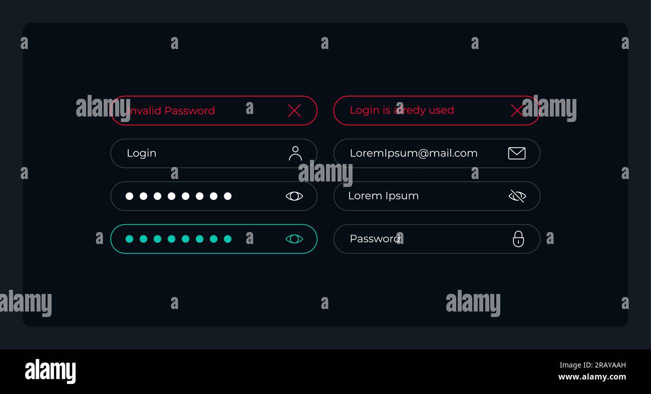 Login page UI elements kit Stock Vector Image & Art - Alamy