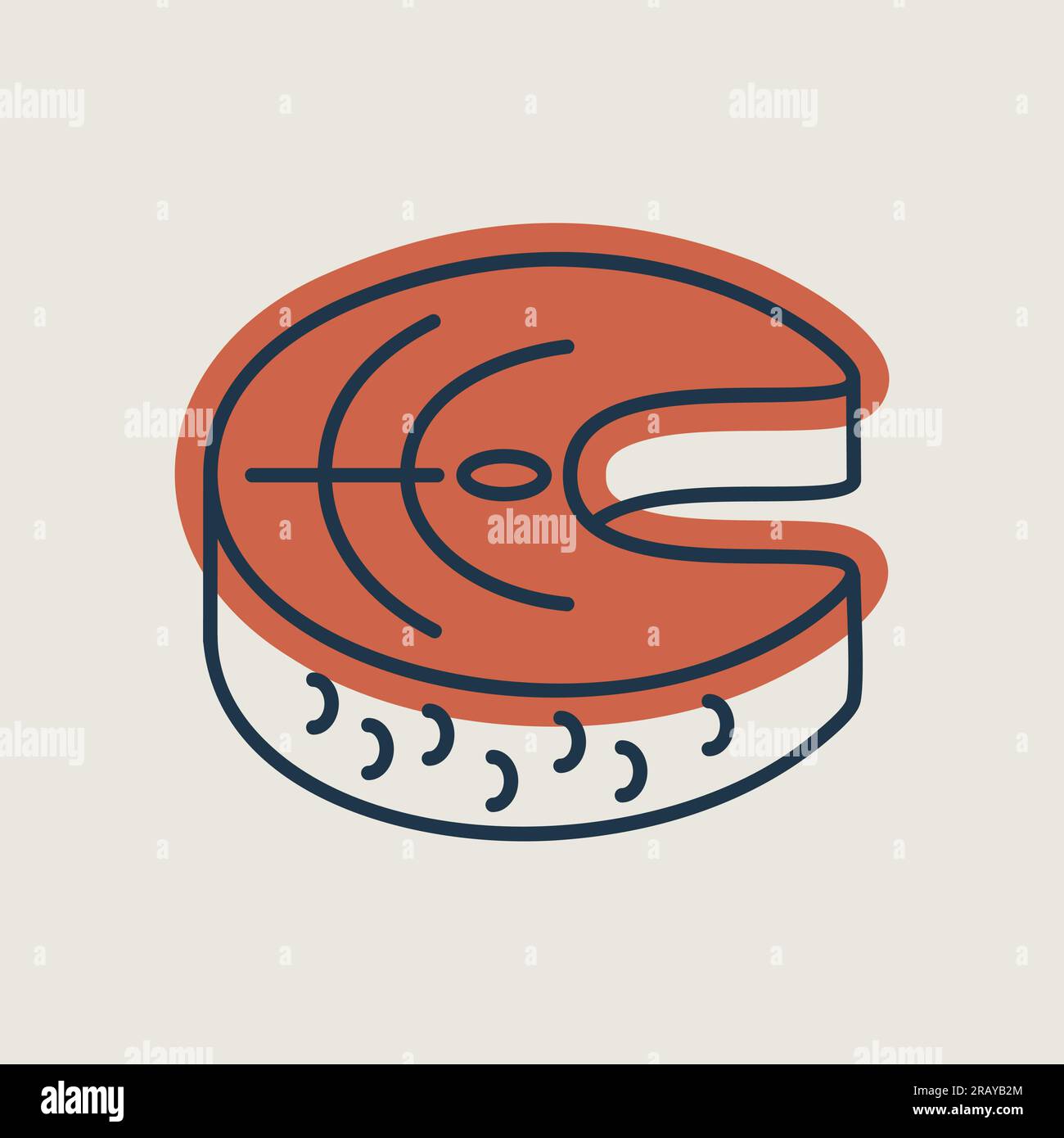 Steak of red fish salmon isolated icon. Farm animal sign. Graph symbol ...