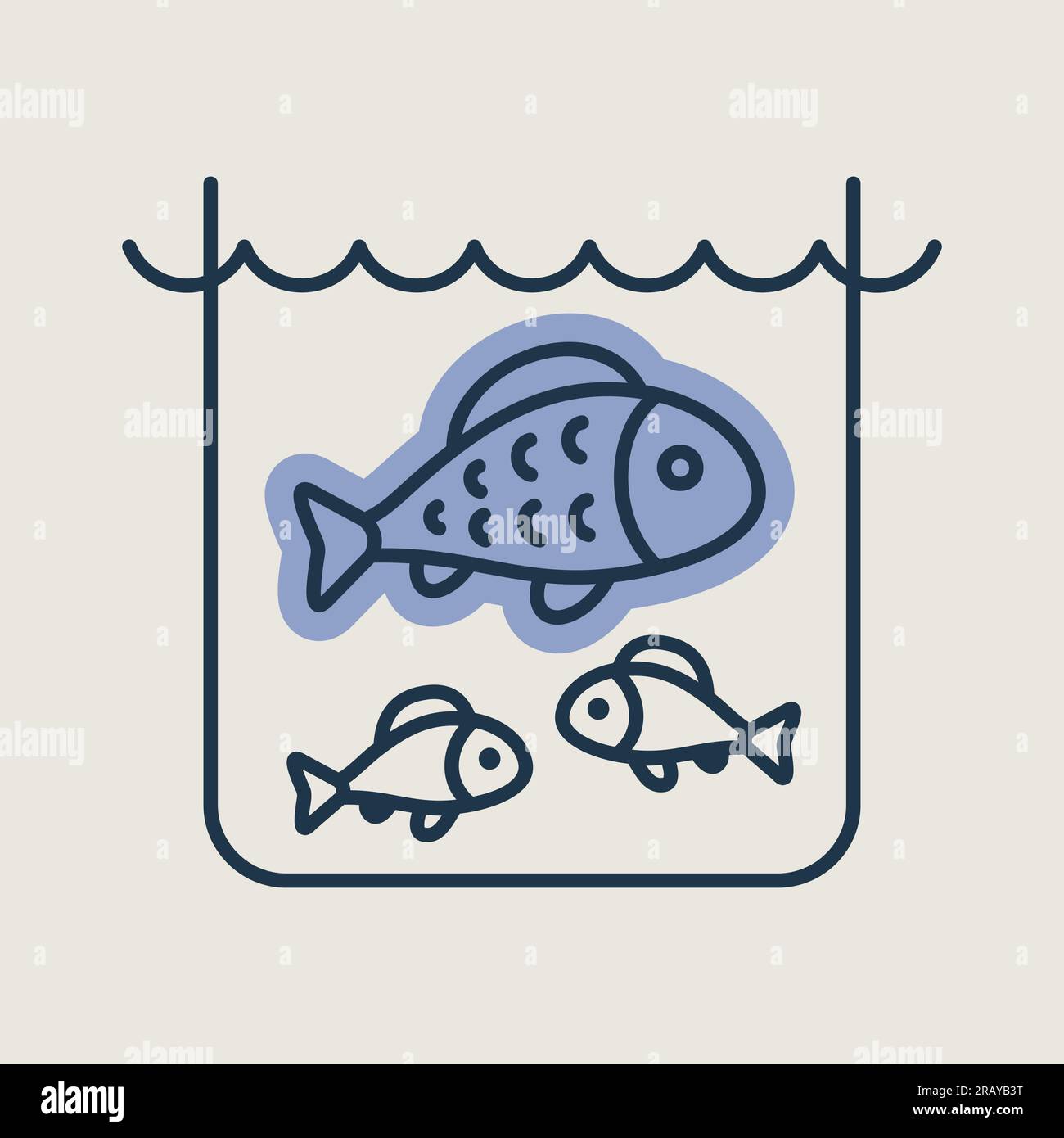 Fish in a pond or aquarium isolated icon. Farm animal sign. Graph ...