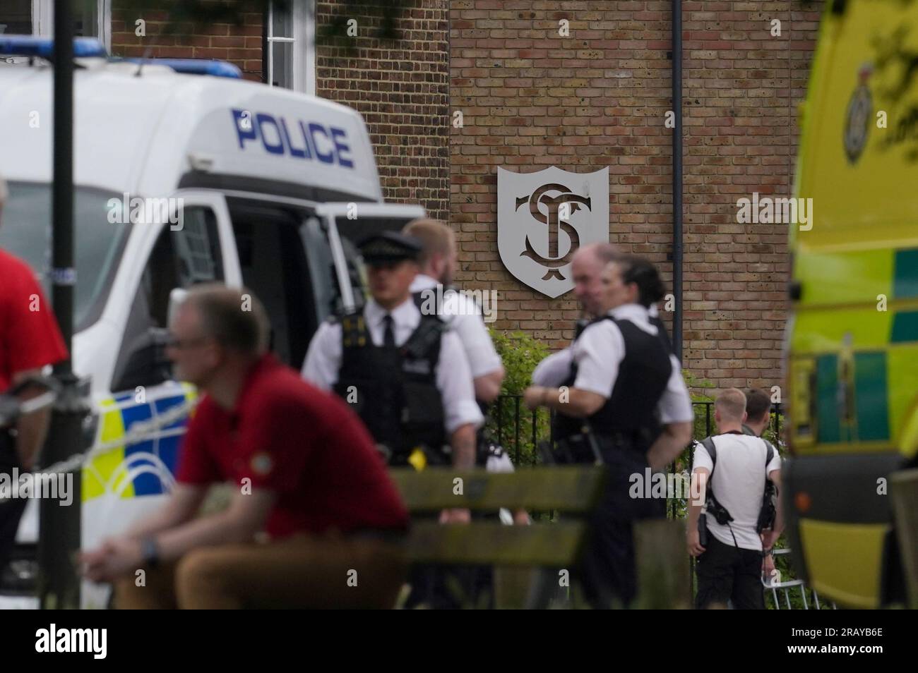 Scenes in Wimbledon, south London, where a car has collided with a ...