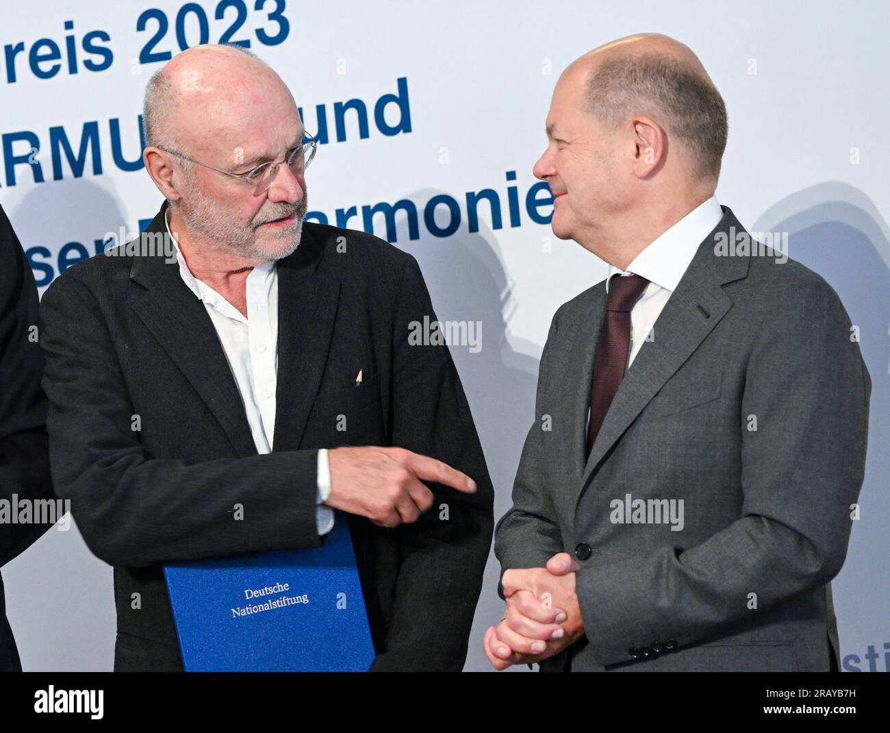 Berlin, Germany. 06th July, 2023. Painter and sculptor Anselm Kiefer (l ...