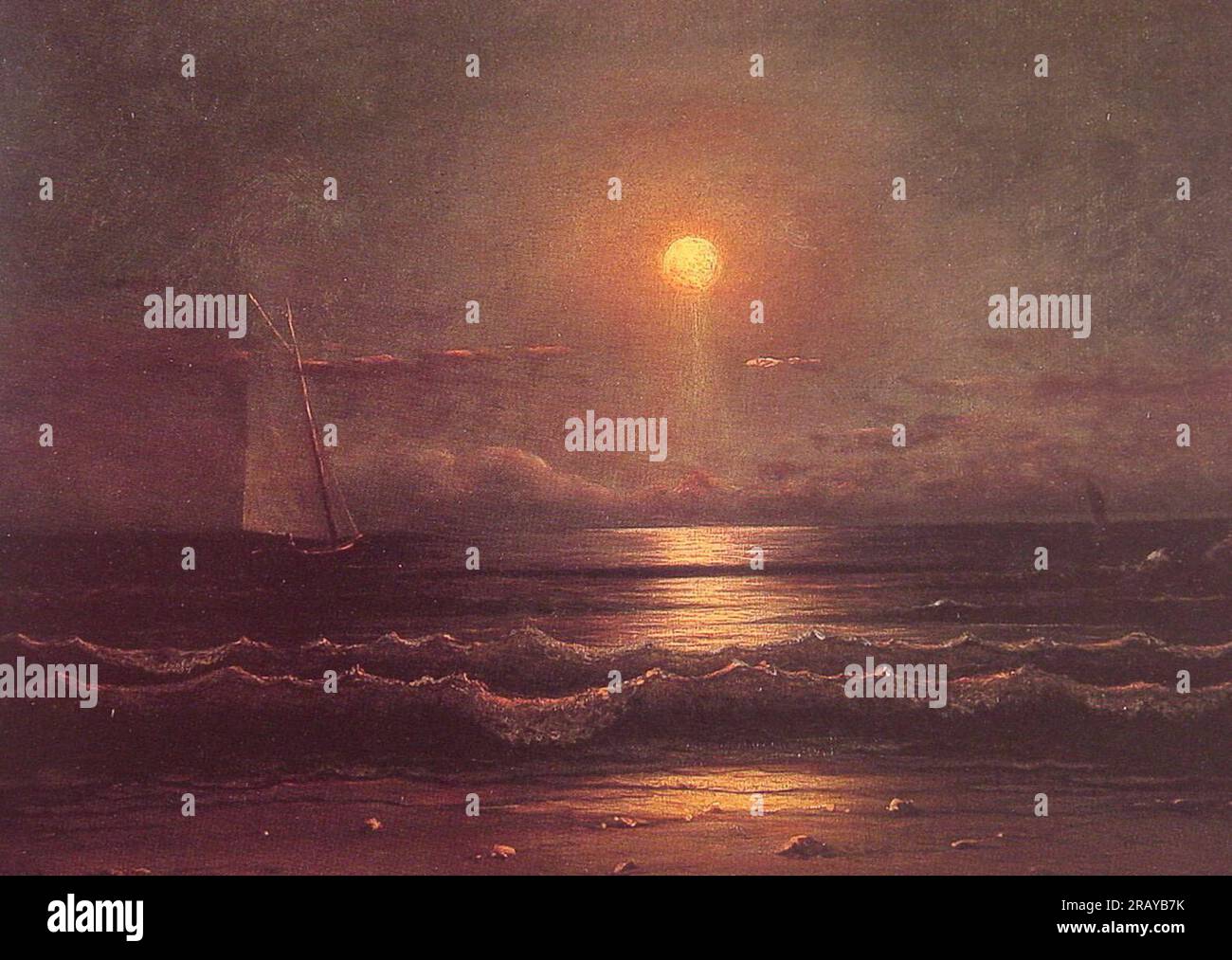 Sailing by Moonlight 1860 by Martin Johnson Heade Stock Photo - Alamy