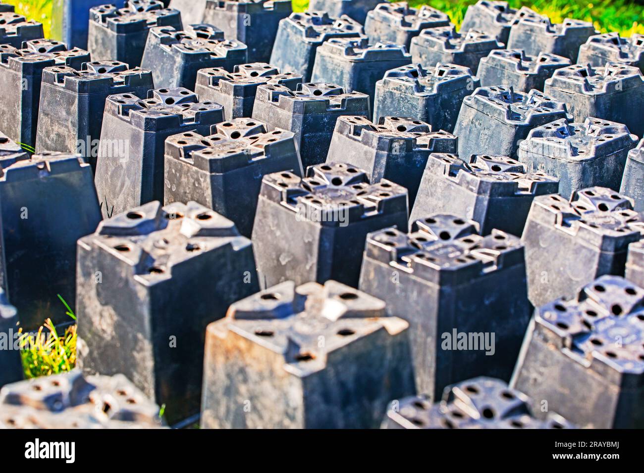 empty reusable plastic black containers for plants. Cultivation Garden ...