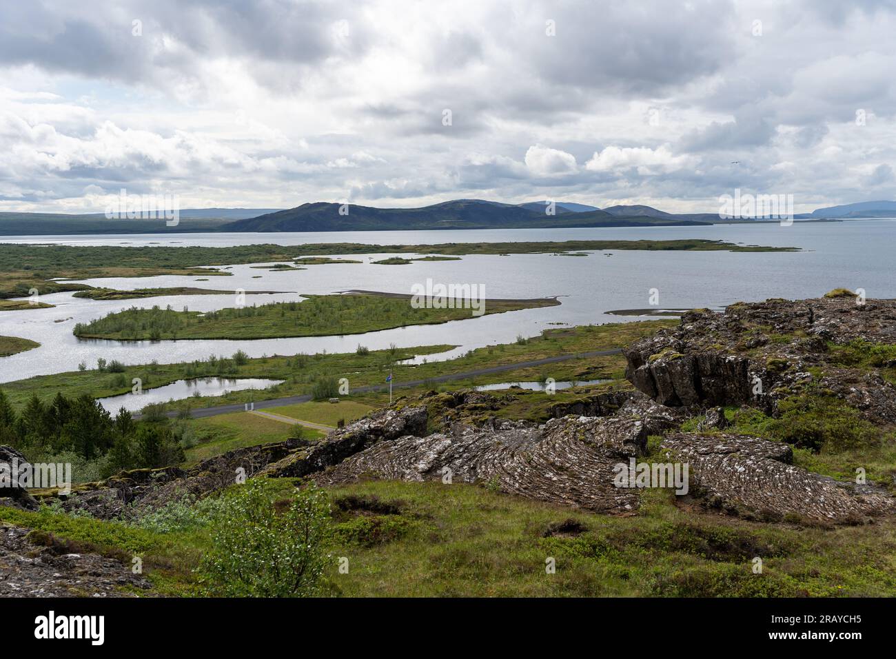 Landscape of Thingvellir rift valley of the mid Atlantic ridge and Lake ...
