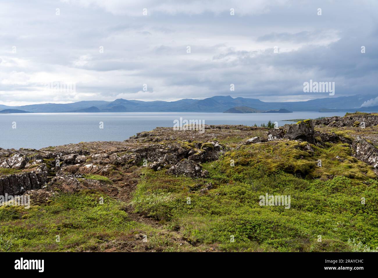 Landscape of Thingvellir rift valley of the mid Atlantic ridge and Lake ...