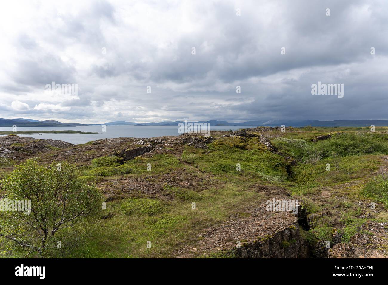 Landscape of Thingvellir rift valley of the mid Atlantic ridge and Lake ...