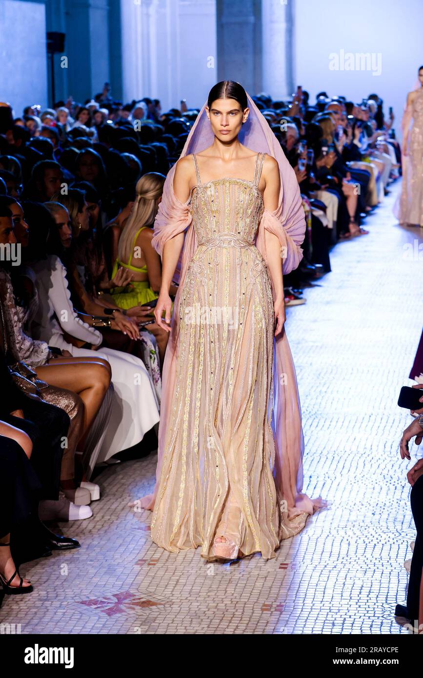 Paris, France. 05th July, 2023. A model walks at the Elie Saab show ...