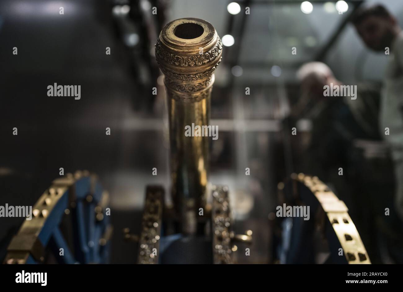 AMSTERDAM - An ornamental cannon, decorated with gold, silver and ...