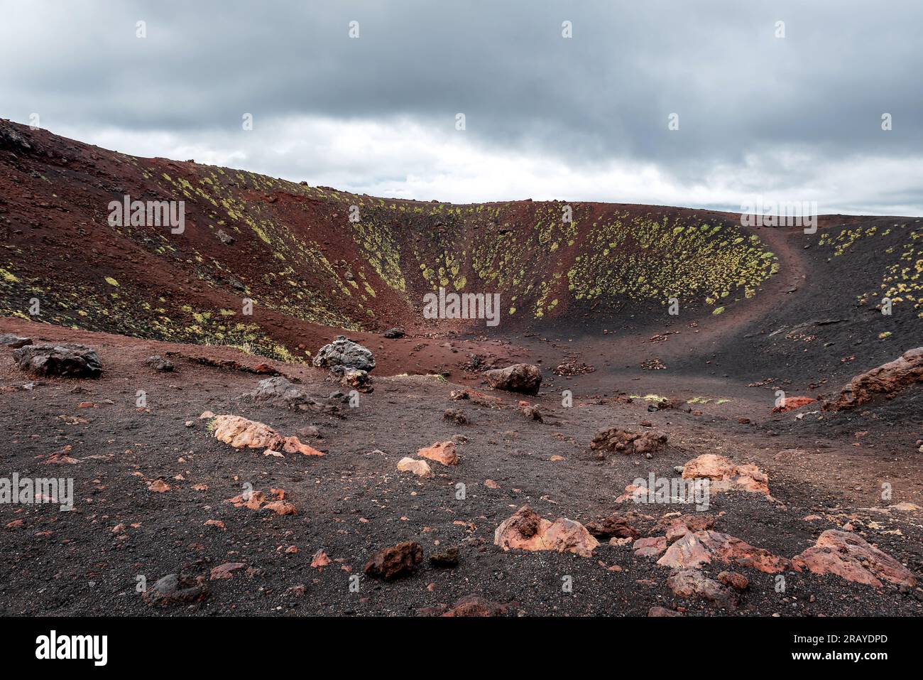 Etna volcano craters in Sicily, Italy. The highest volcano in Europe ...