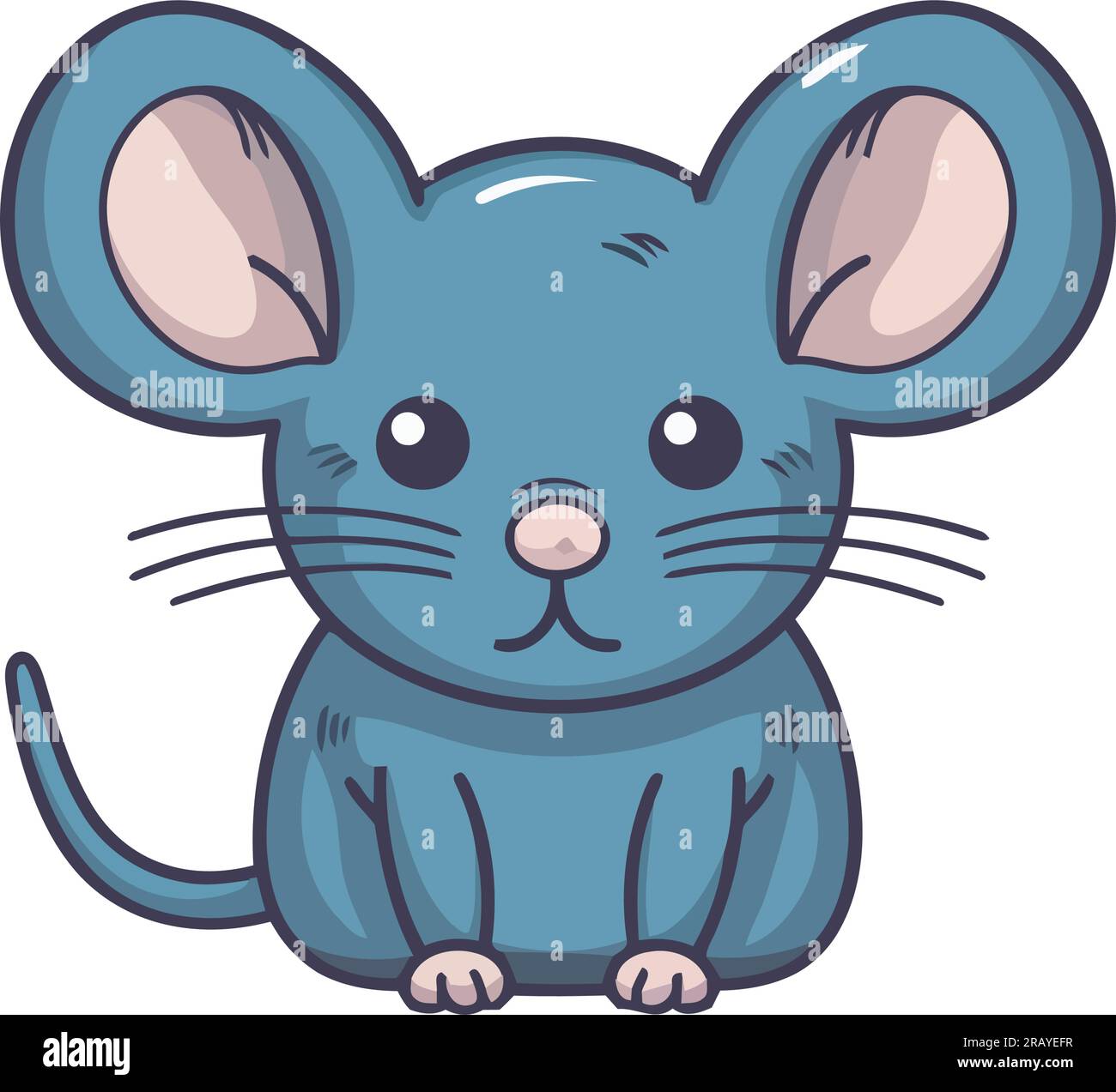Cute cartoon mouse, small and fluffy, sitting Stock Vector Image & Art ...