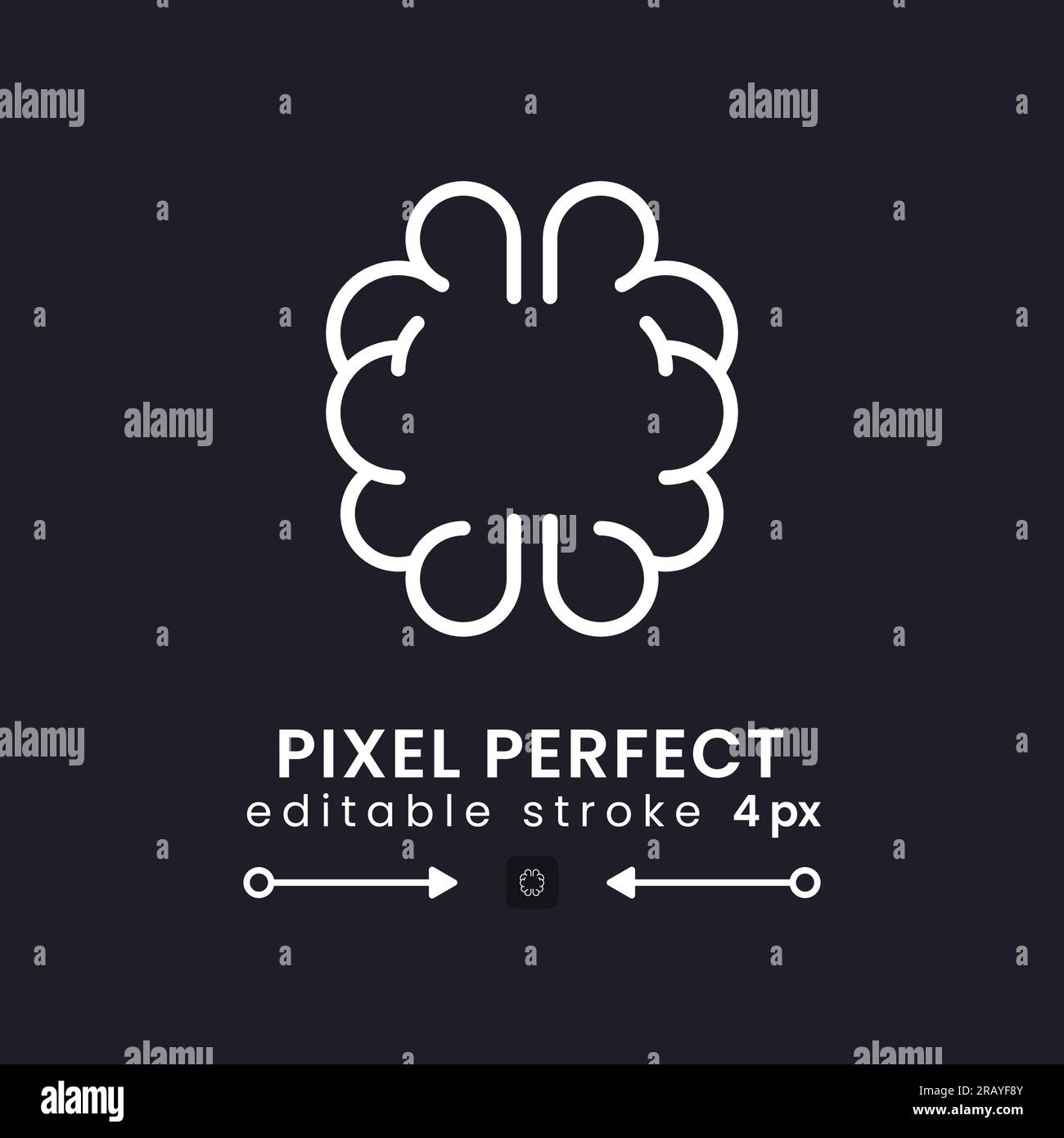 Human brain white linear desktop icon on black Stock Vector Image & Art ...