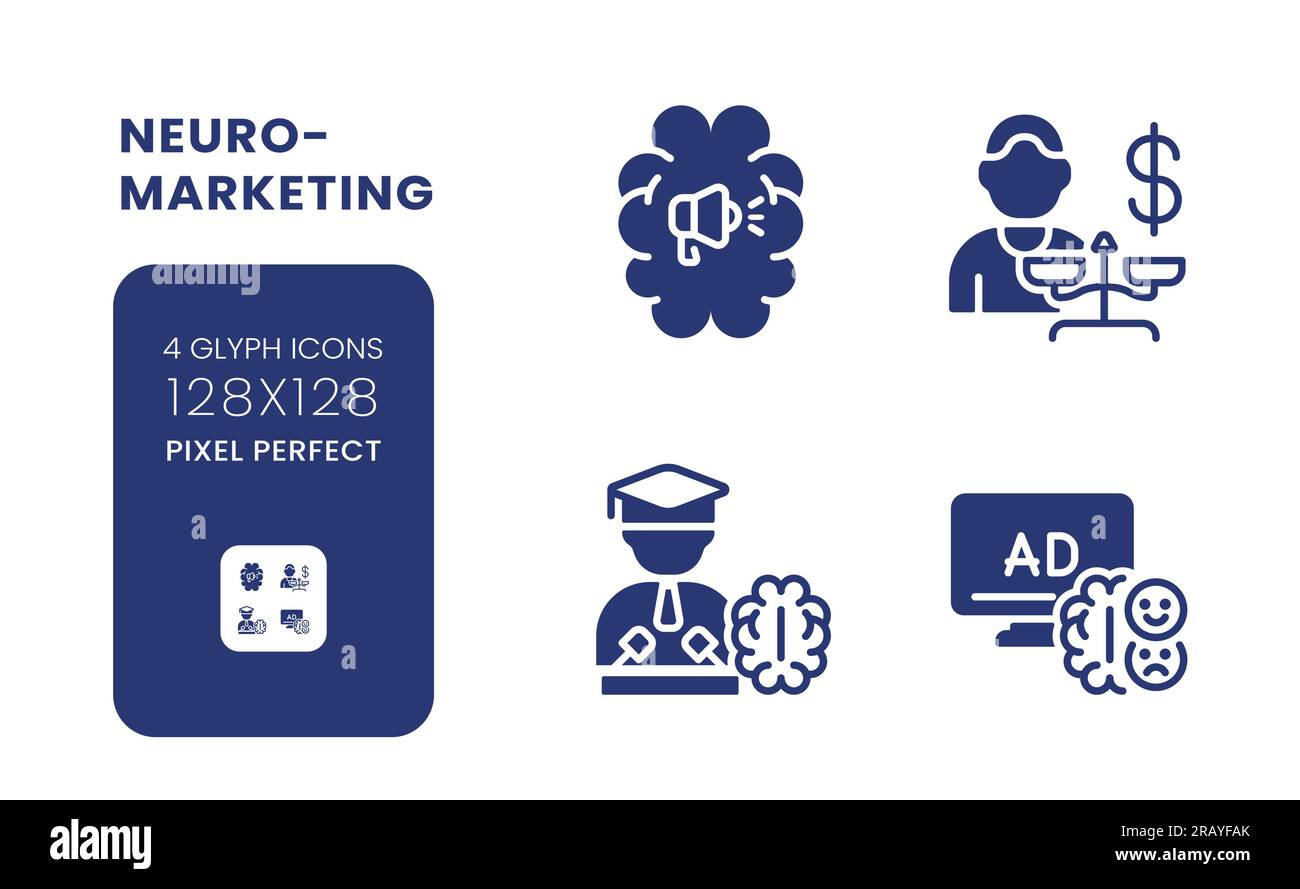 Neuromarketing black solid desktop icons pack Stock Vector Image & Art - Alamy