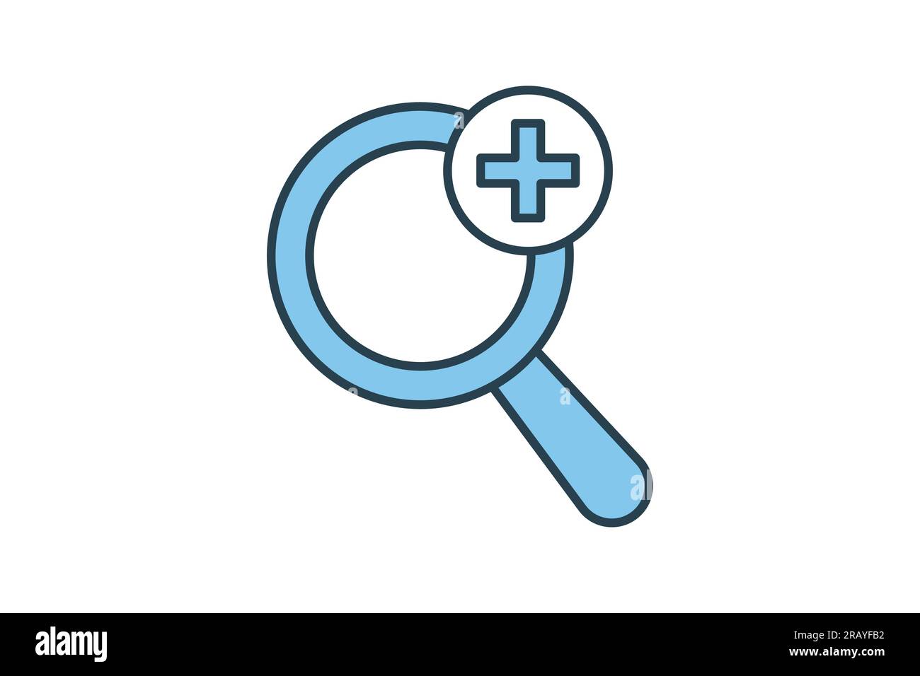 Advanced icon. Magnifying glass, search, plus sign. Flat line icon ...