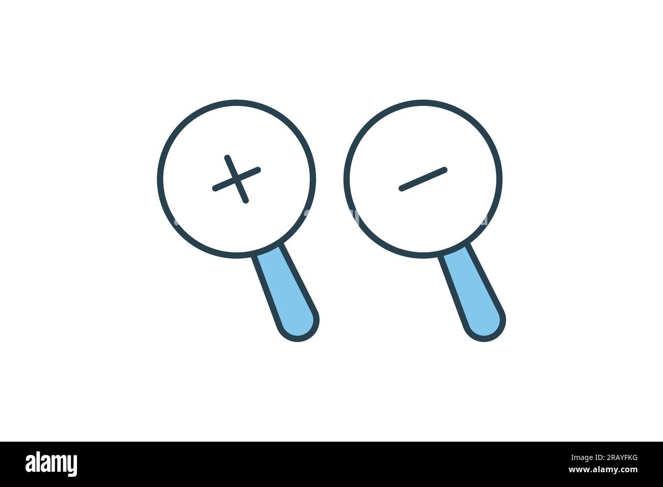 Zoom In and Zoom Out Icon. search, Magnifying glass. Flat line icon style design. Simple vector ...