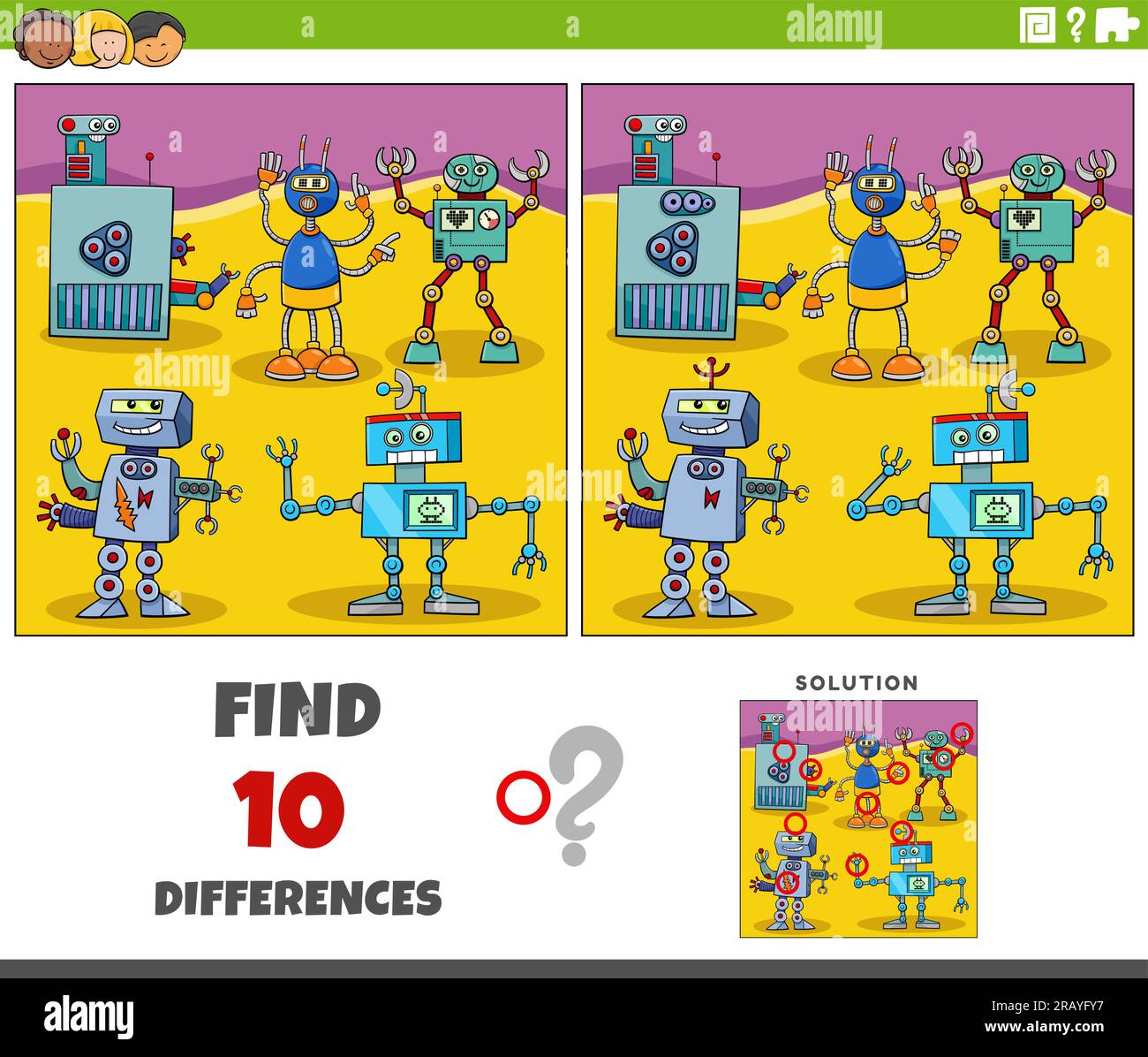 Cartoon illustration of finding the differences between pictures ...