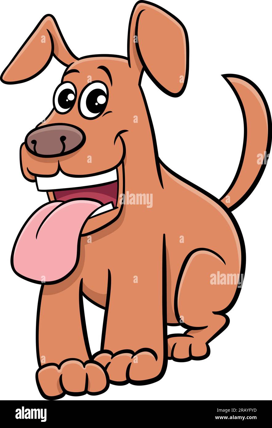 Cartoon illustration of happy brown dog comic animal character Stock ...