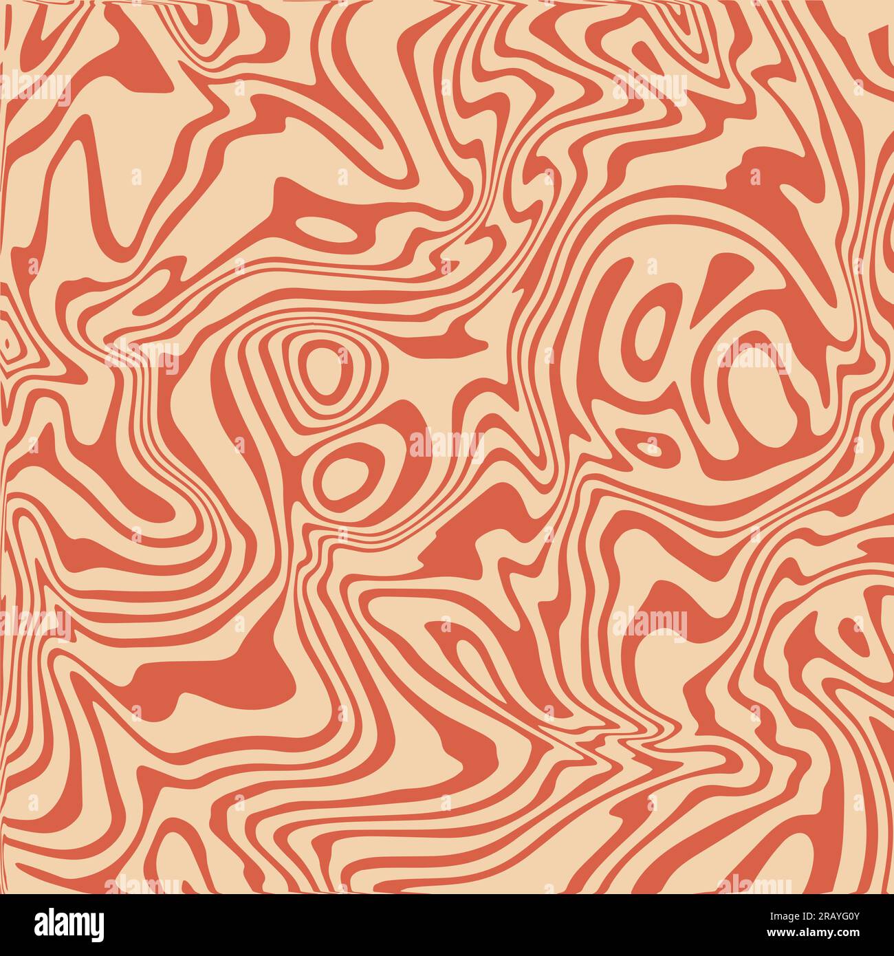 Trippy wavy pattern in red and beige color. Abstract retro groovy ...