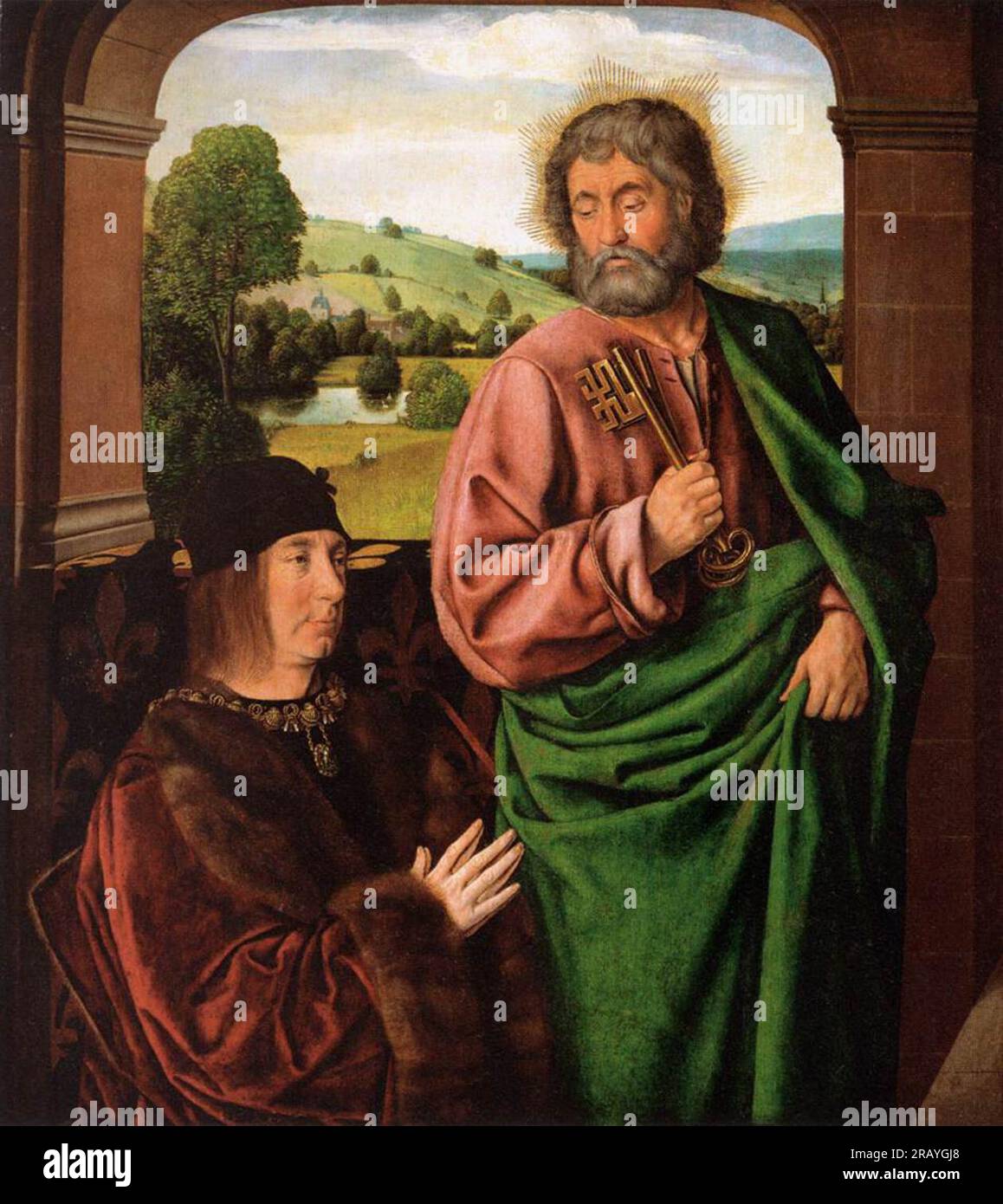 Peter II Duke of Bourbon presented by St. Peter, left hand wing of a ...