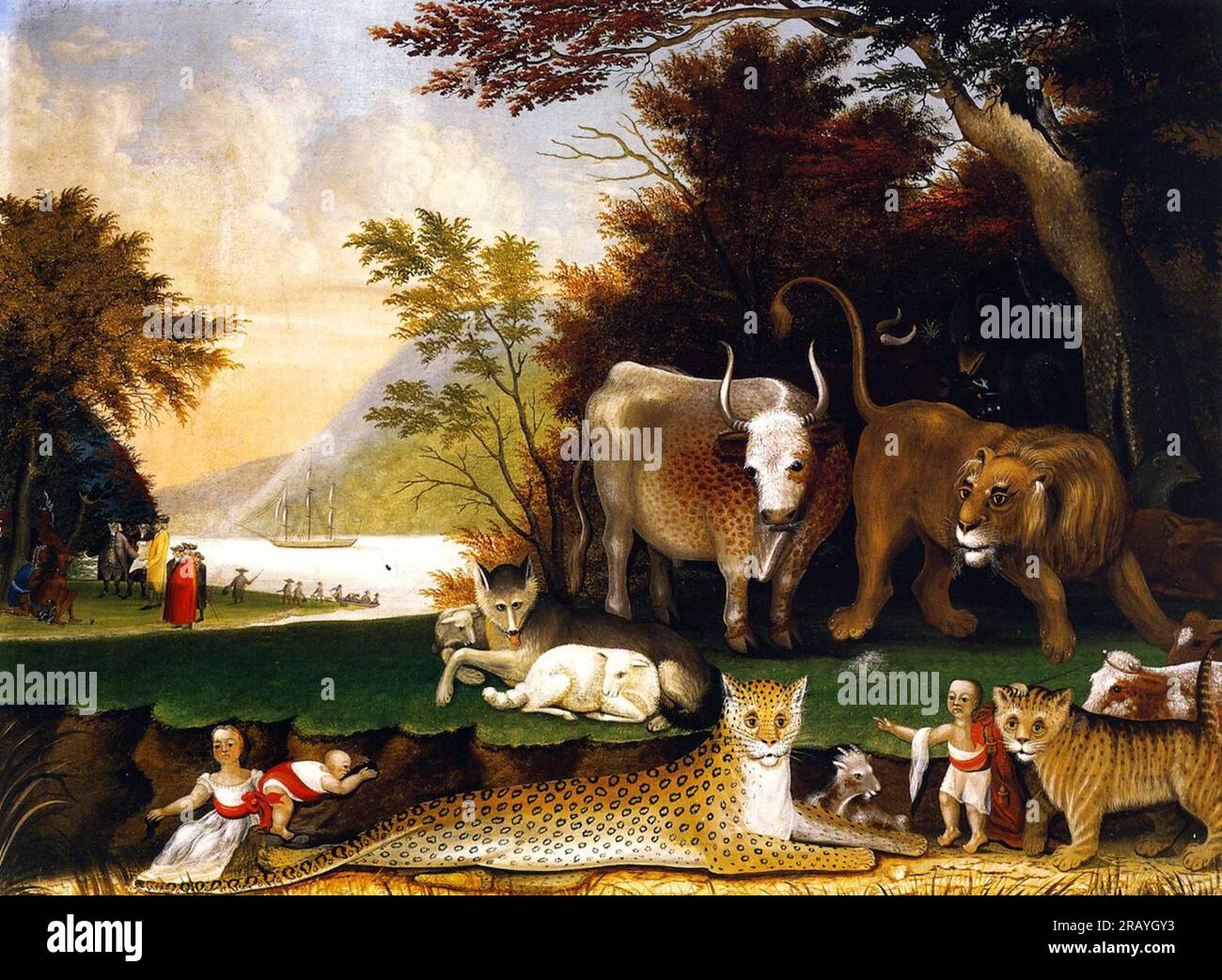 Peaceable kingdom edward hicks painting art hi-res stock photography ...