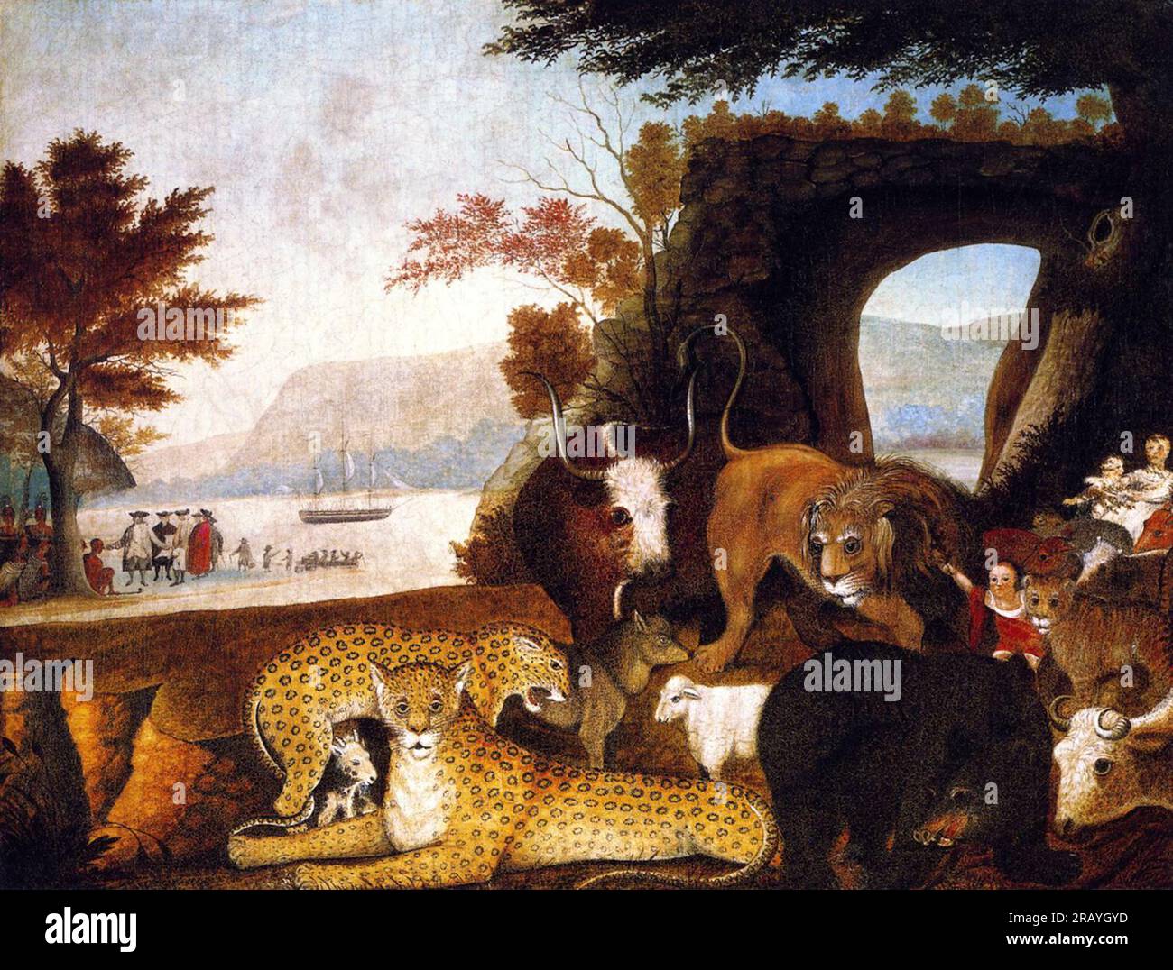 Peaceable kingdom edward hicks painting art hi-res stock photography ...