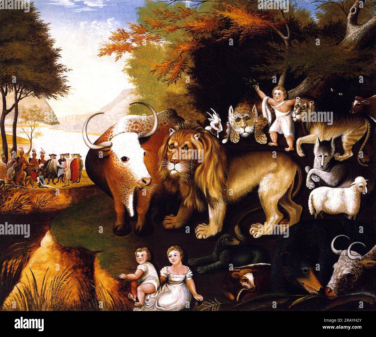 Peaceable kingdom edward hicks painting art hi-res stock photography ...