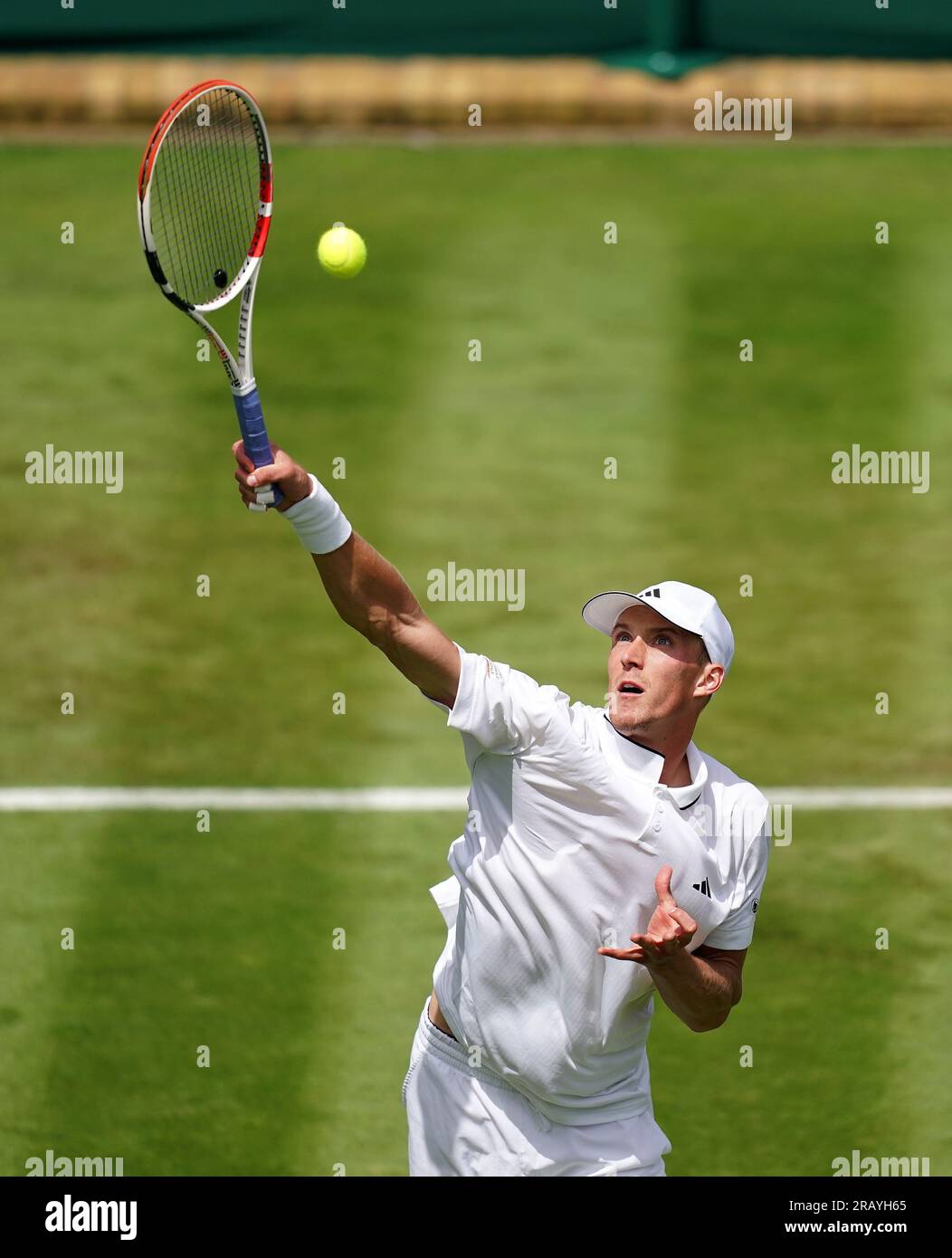 Jan Choinski in action against Hubert Hurkacz (not pictured) on day ...