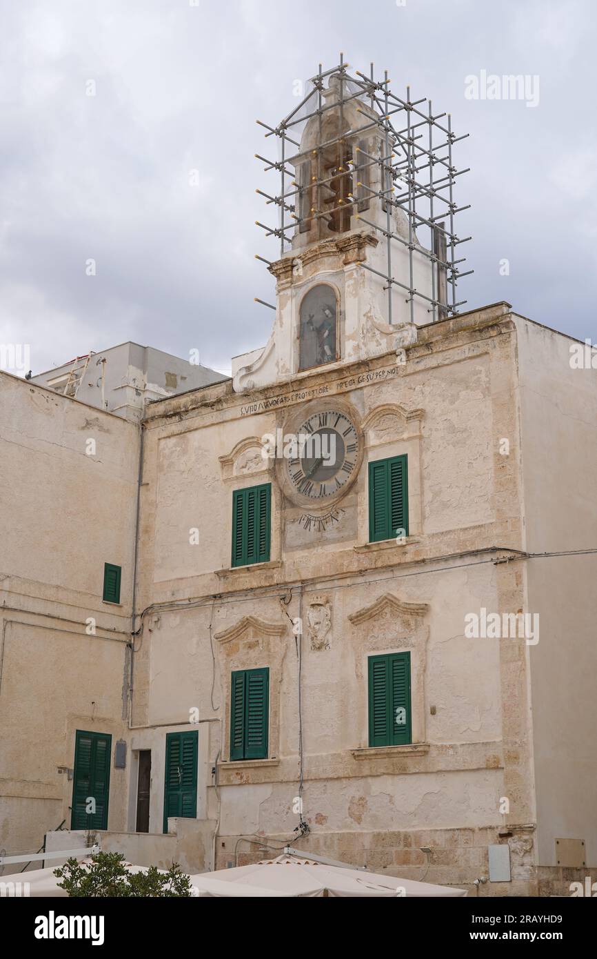 Medieval Clock Palace at the square Piazza Vittorio Emanuele, Polignano ...
