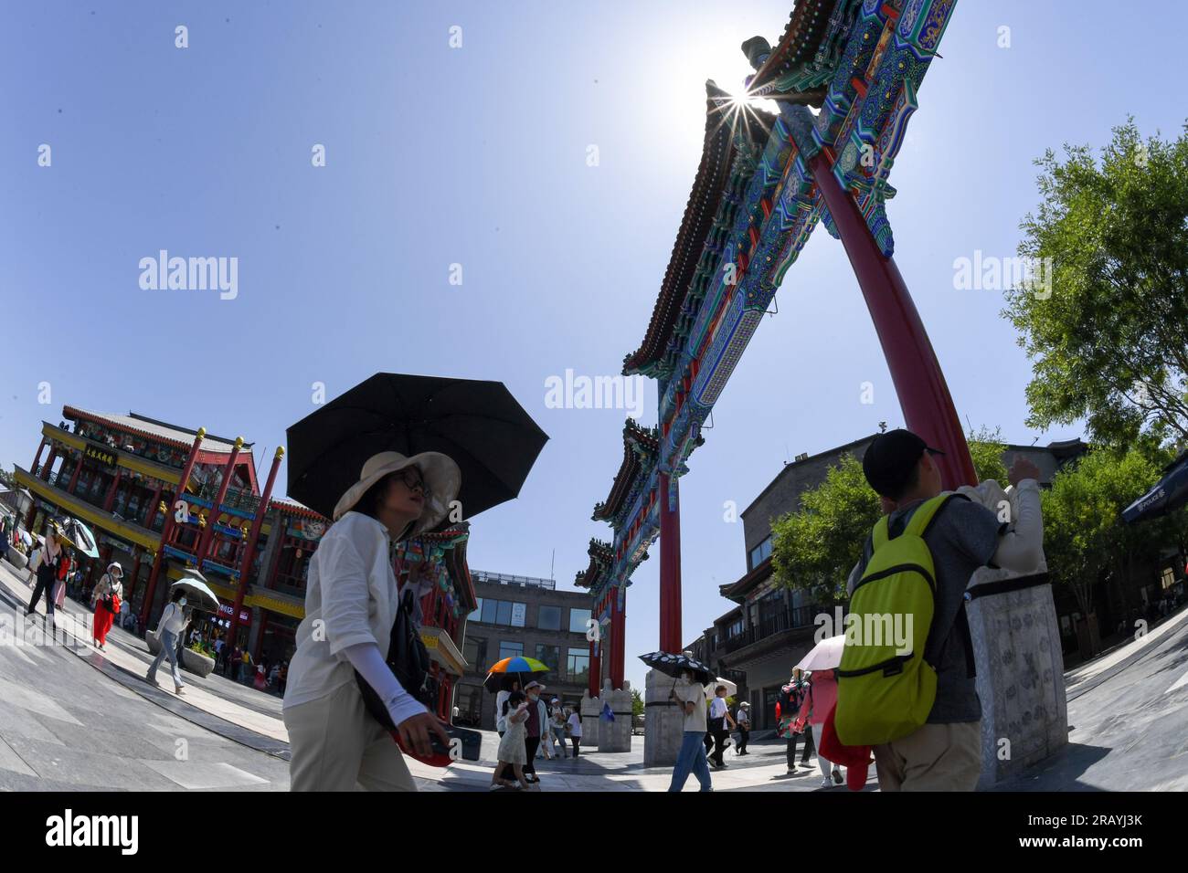 Beijing, China. 6th July, 2023. People visit the Qianmen street in ...