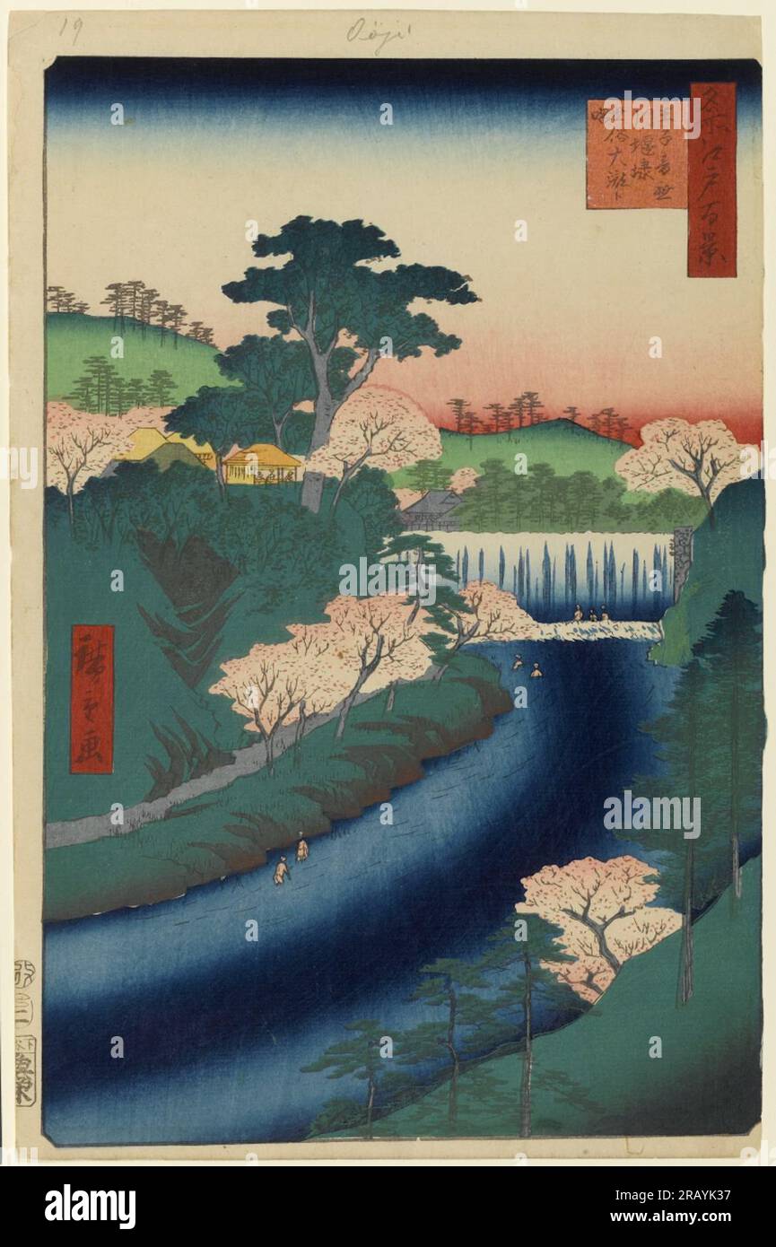 19. Dam on the Otonashi River at Ōji, Known as The Great Waterfall 1857 ...