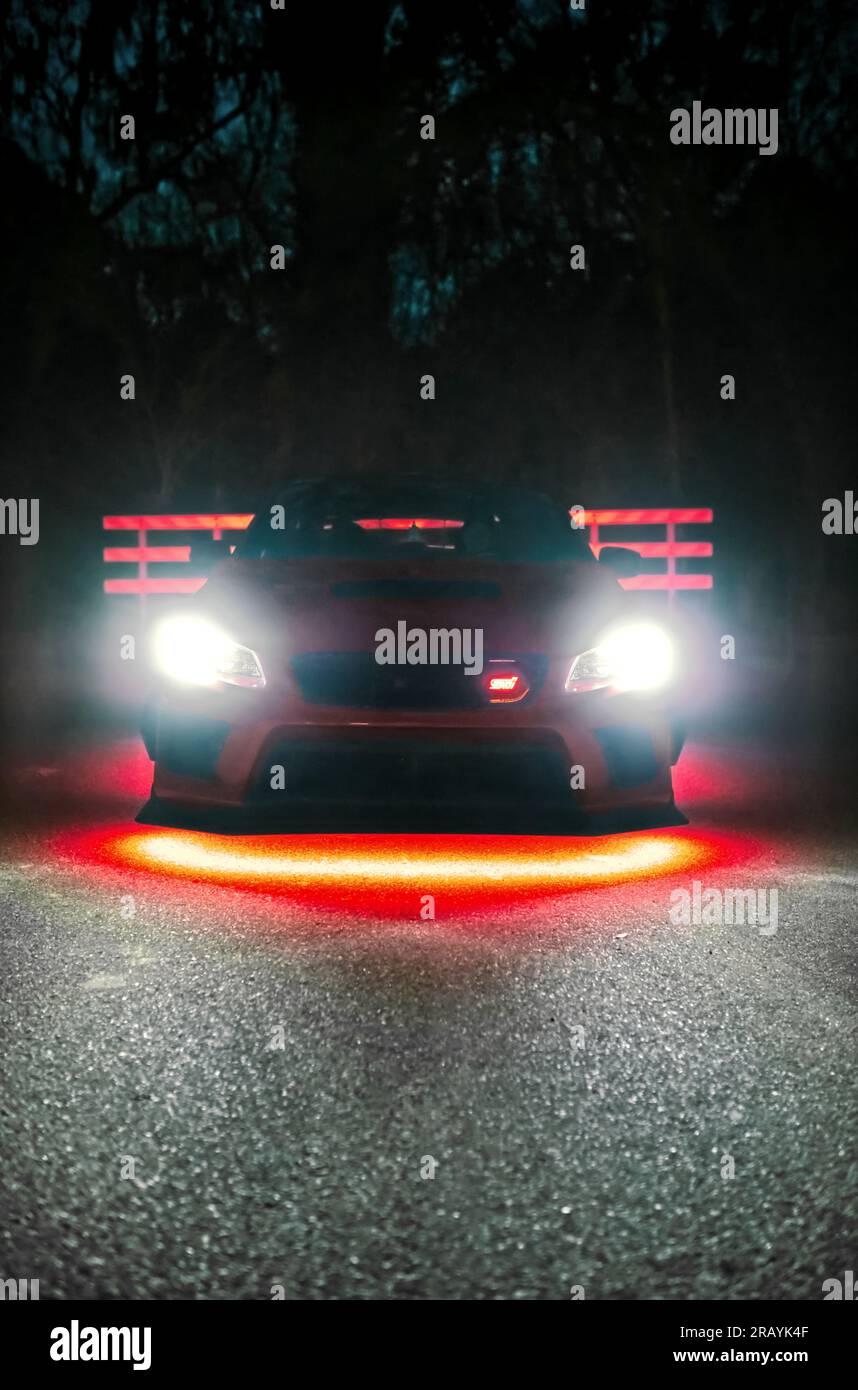 red subaru wrx sti sports car Stock Photo - Alamy