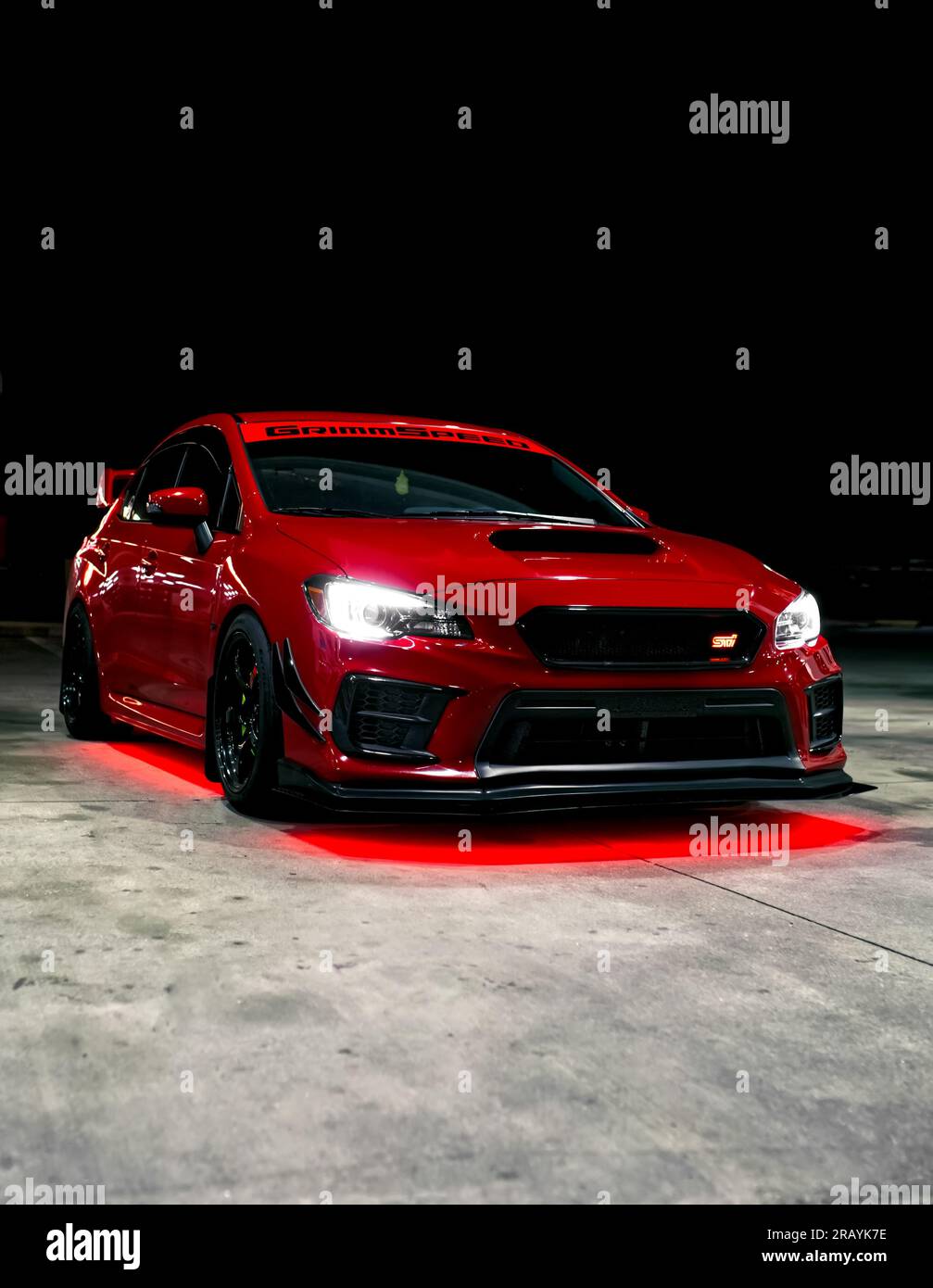 red subaru wrx sti sports car Stock Photo - Alamy