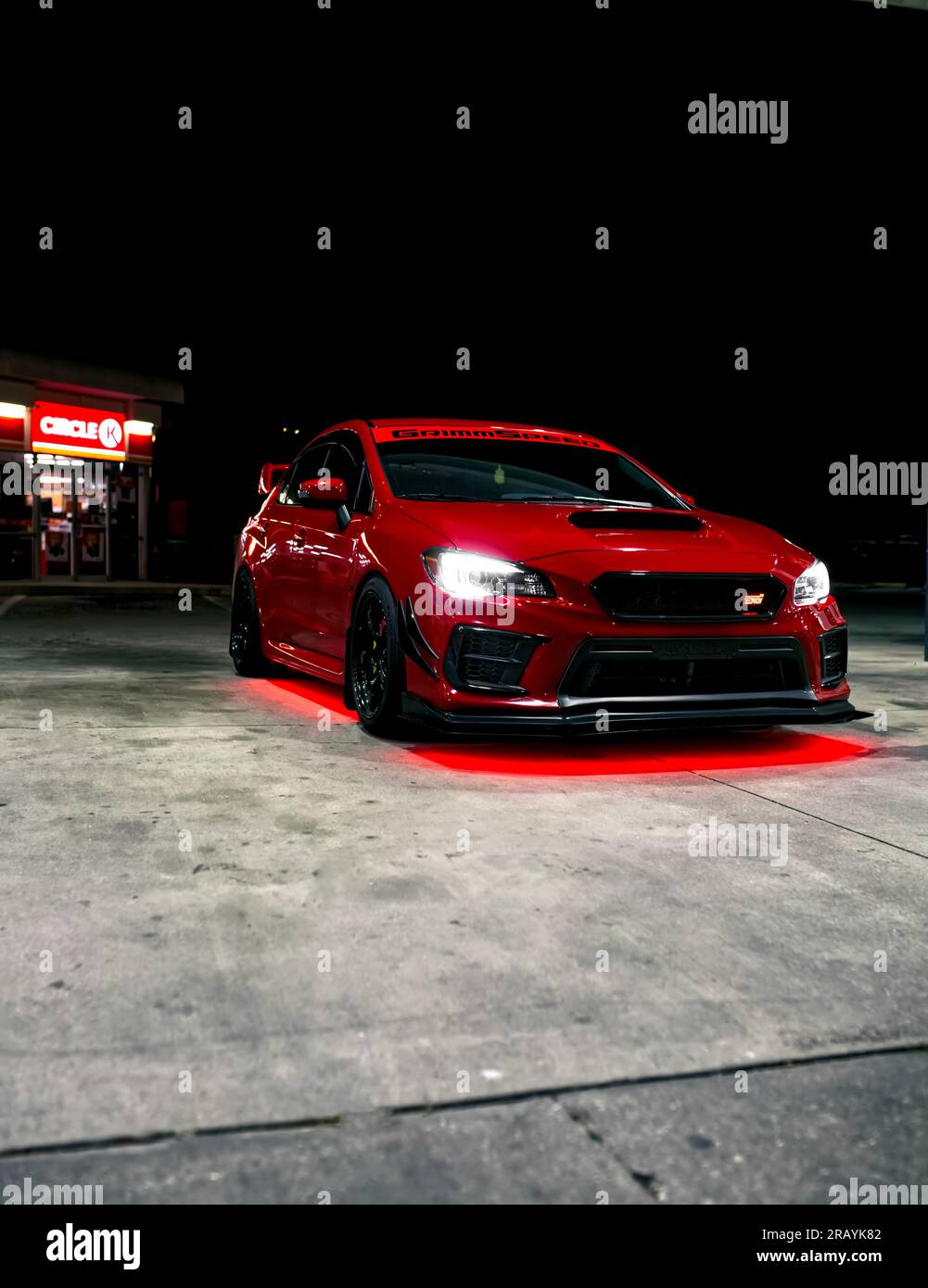 red subaru wrx sti sports car Stock Photo - Alamy