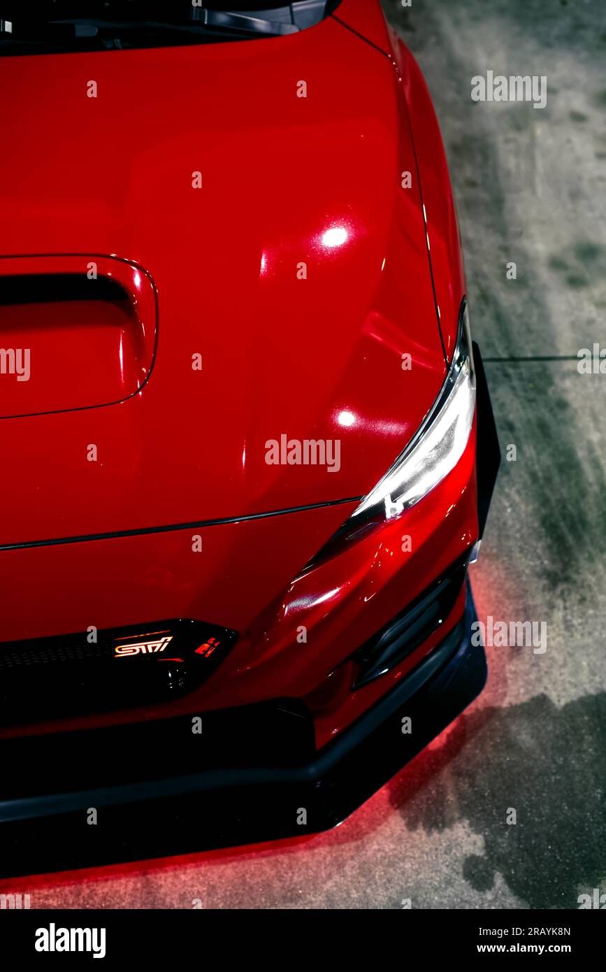 red subaru wrx sti sports car Stock Photo - Alamy