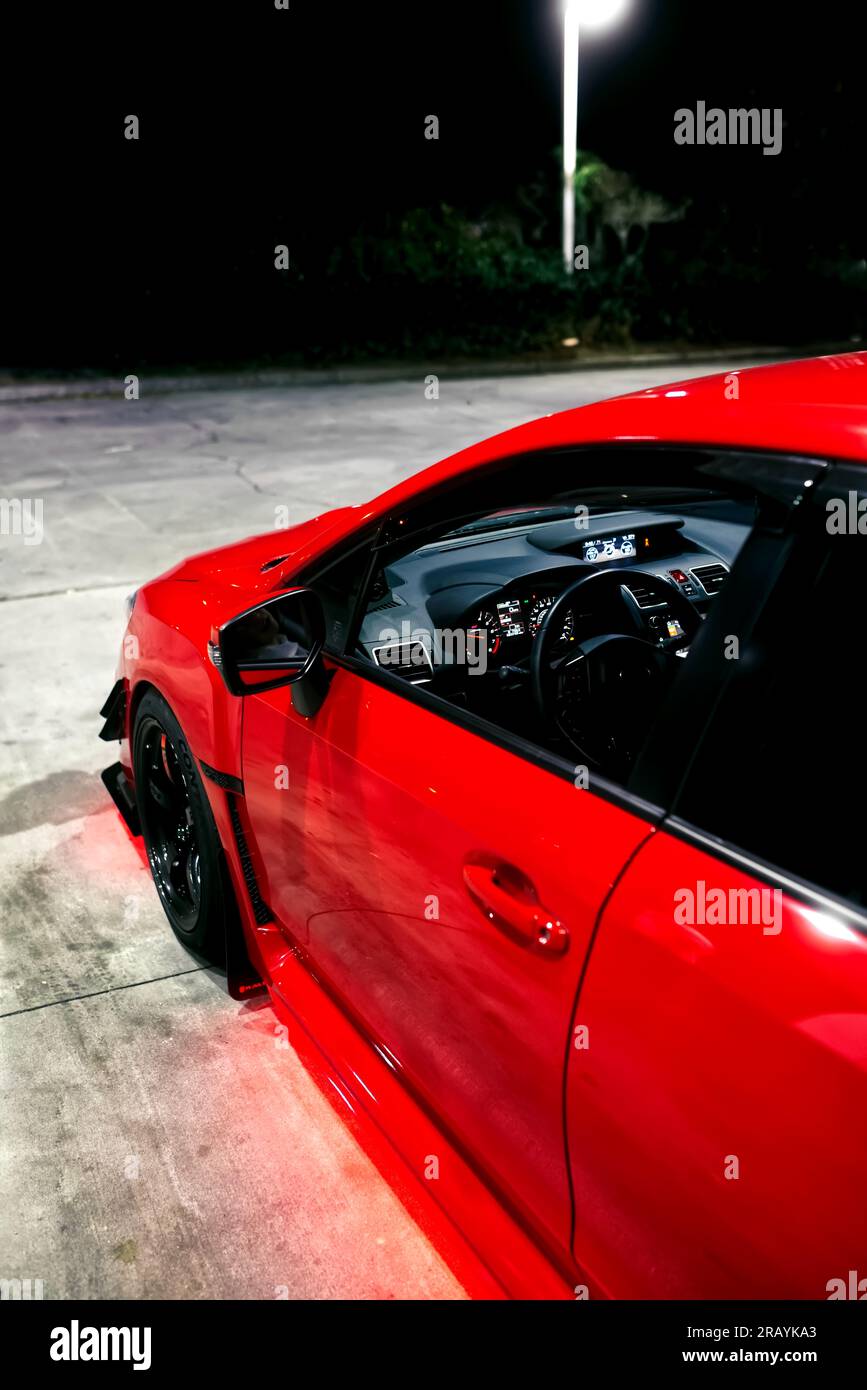 red subaru wrx sti sports car Stock Photo - Alamy